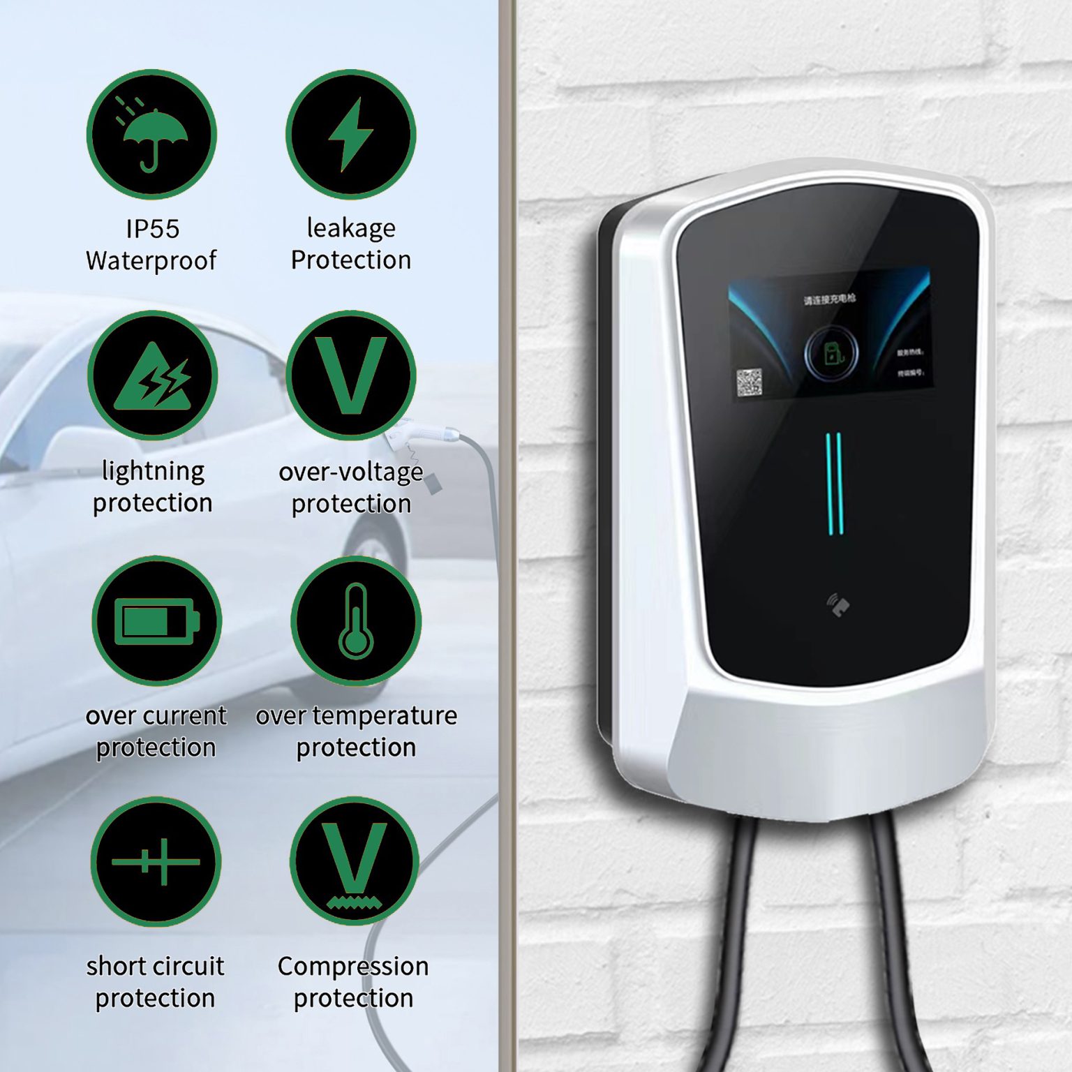 EV Charger Box, Charging Cable EU Plug Controller Wallbox for Electric ...